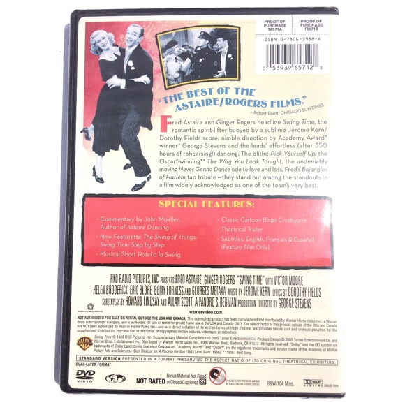 Warner Bros. | Media | Swing Time Dvd 936 Fred Astaire Ginger Rogers ...